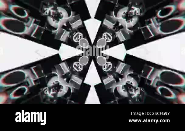 Hypnotic strobe geometrical kaleidoscope. Monochromatic background with ...
