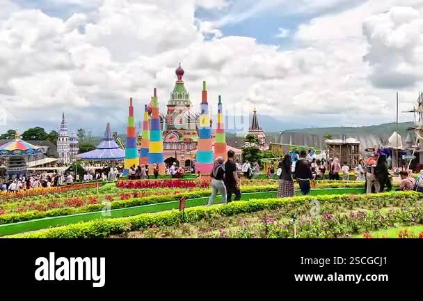 Taman Bunga Celosia atmosphere during holidays. Taman Bunga Celosia is ...