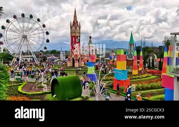 Taman Bunga Celosia atmosphere during holidays. Taman Bunga Celosia is ...