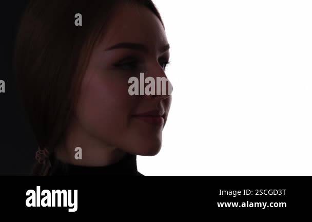 Female silhouette. Beauty face. Dark contrast outline of confident ...