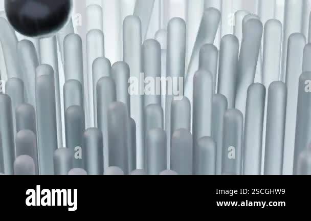 An abstract animation featuring a black sphere gently gliding over ...