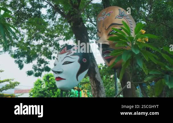Large sculpture of a face mask Stock Videos & Footage - HD and 4K Video ...