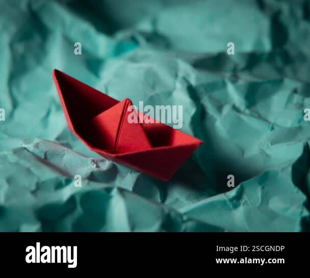 Paper Boat Sailing Across Paper Ocean Stop Motion Animation 4:3 Aspect ...