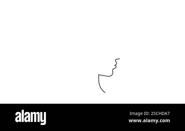 Head and heart one line art animation,hand-drawn enamored face ...