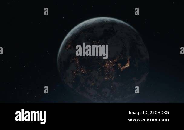 Cinematic animated view of Earth from space with glowing atmosphere ...