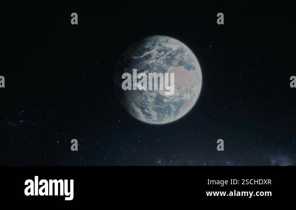 Cinematic animated view of Earth from space with glowing atmosphere ...