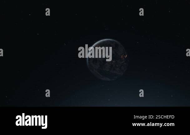 Cinematic animated view of Earth from space with glowing atmosphere ...
