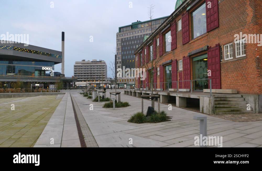 Redesigned old warehouse in front of Dokk one in Aarhus Stock Video ...