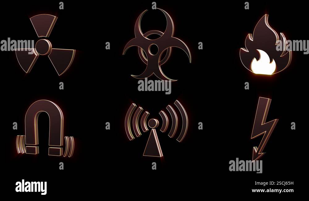 Nuclear, Biohazard and Other Danger Symbols, Animation, with Alpha ...
