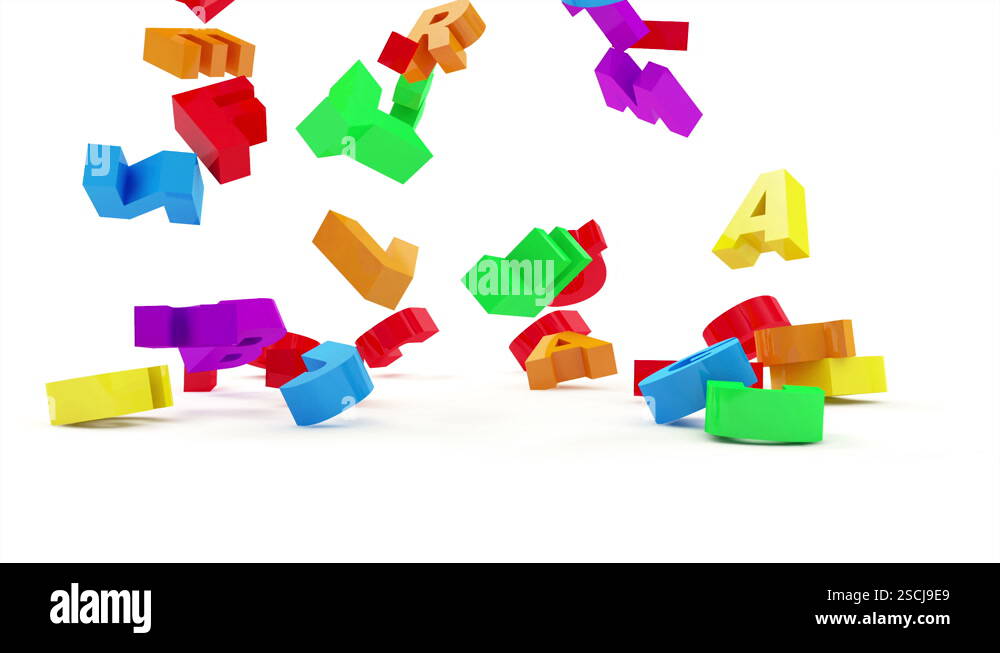 4K Animation of Heap Color Letters Falling on white background Stock ...