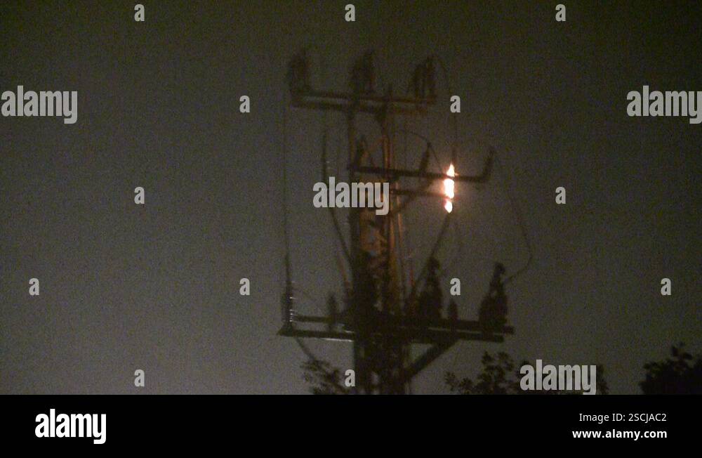 Electrical utility high voltage line transformer explodes and burns ...