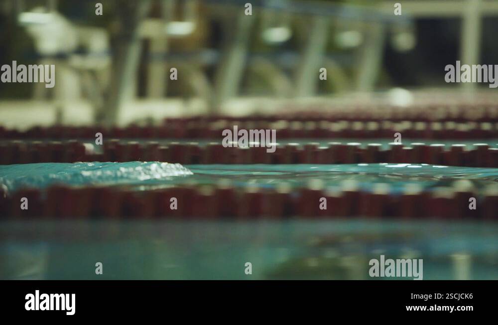 Slim fit professional woman swimmer training at the swimming pool Stock ...