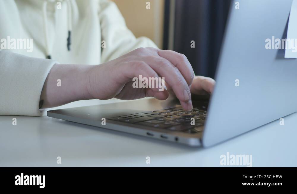 Fingers Taping Keyboard Screen Work Computer Close Up Stock Video ...