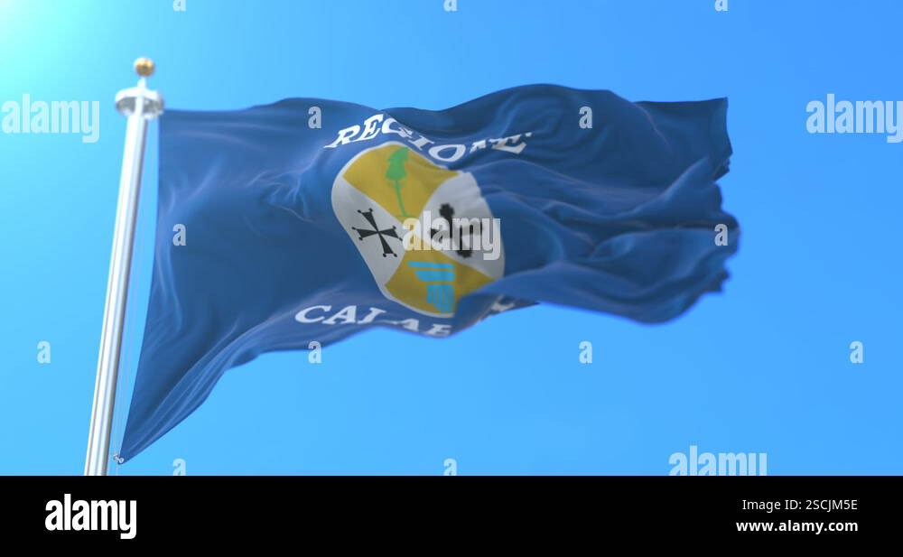 Flag of the italian region of Calabria, Italy. Loop Stock Video Footage ...
