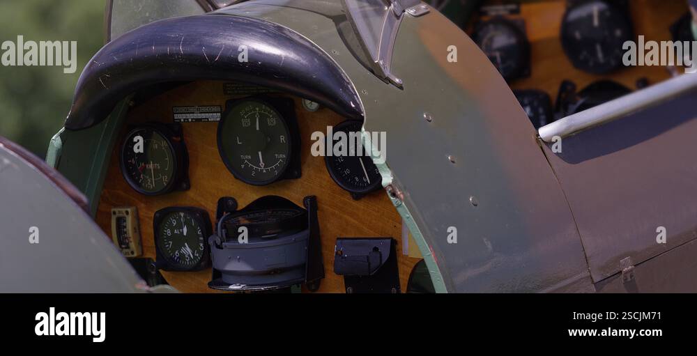 Air show, closeup, cockpit of historically old propeller plane Stock ...