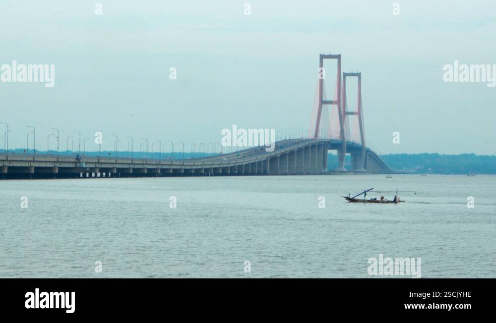 Landscape of Madura Strait with Suramadu Bridge Stock Video Footage - Alamy