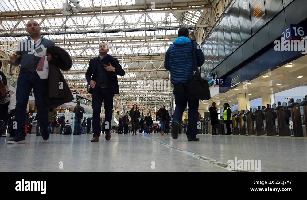Passengers inside Waterloo Train Station in London, UK Stock Video ...