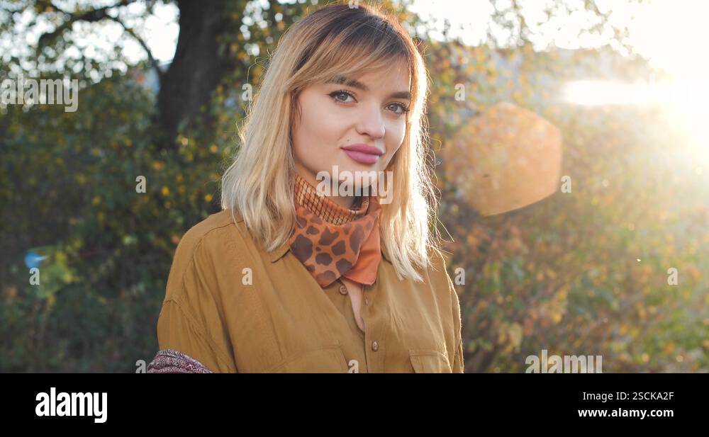 Portrait of Attractive Girl with Charmingly Smile,Lens Flare Frame ...