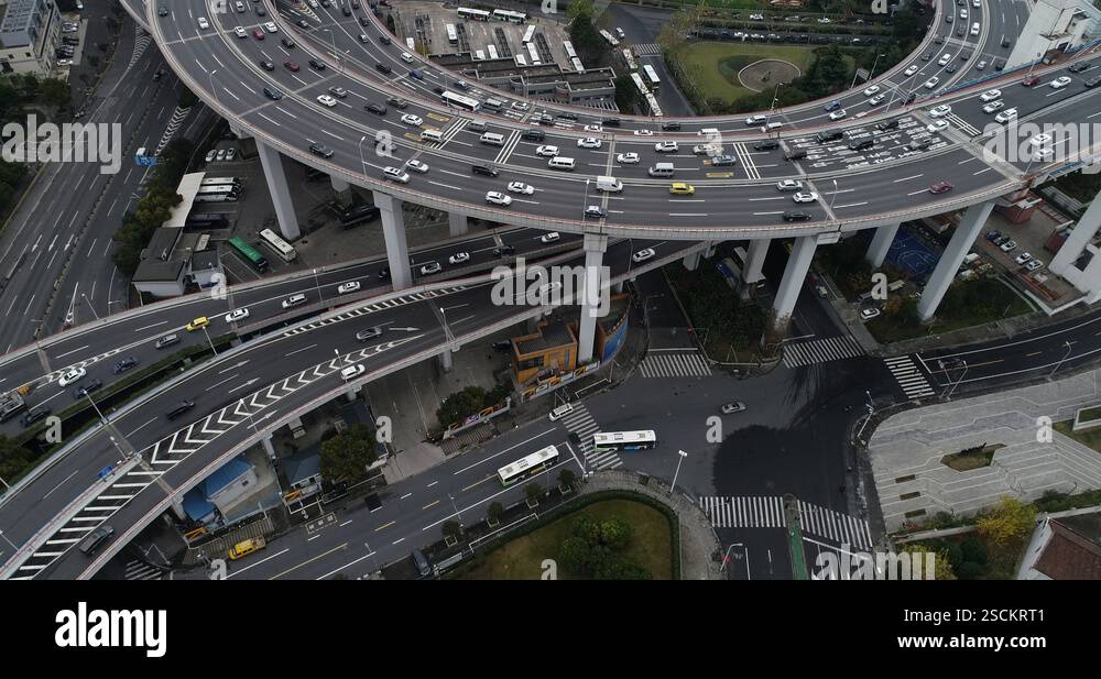 Aerial view of Nanpu Bridge Nanpu Bridge Approach Bridge in Shanghai ...