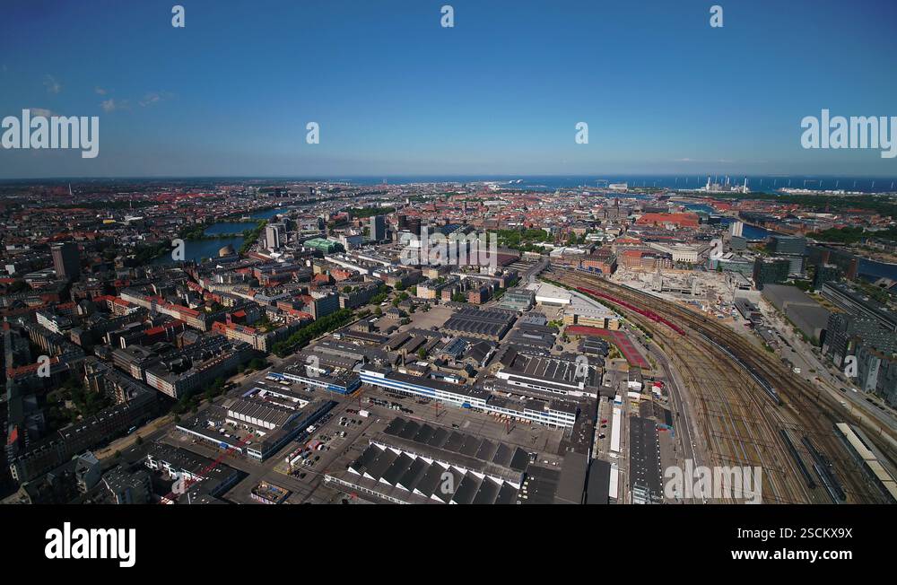 Aerial Denmark Copenhagen June 2018 Sunny Day 15mm Wide Angle 4K ...