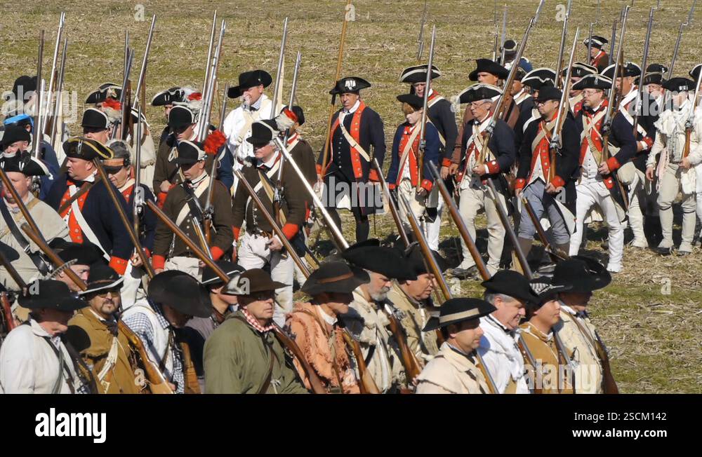 Revolutionary War U.S. Continental Army Soldiers on parade with muskets ...
