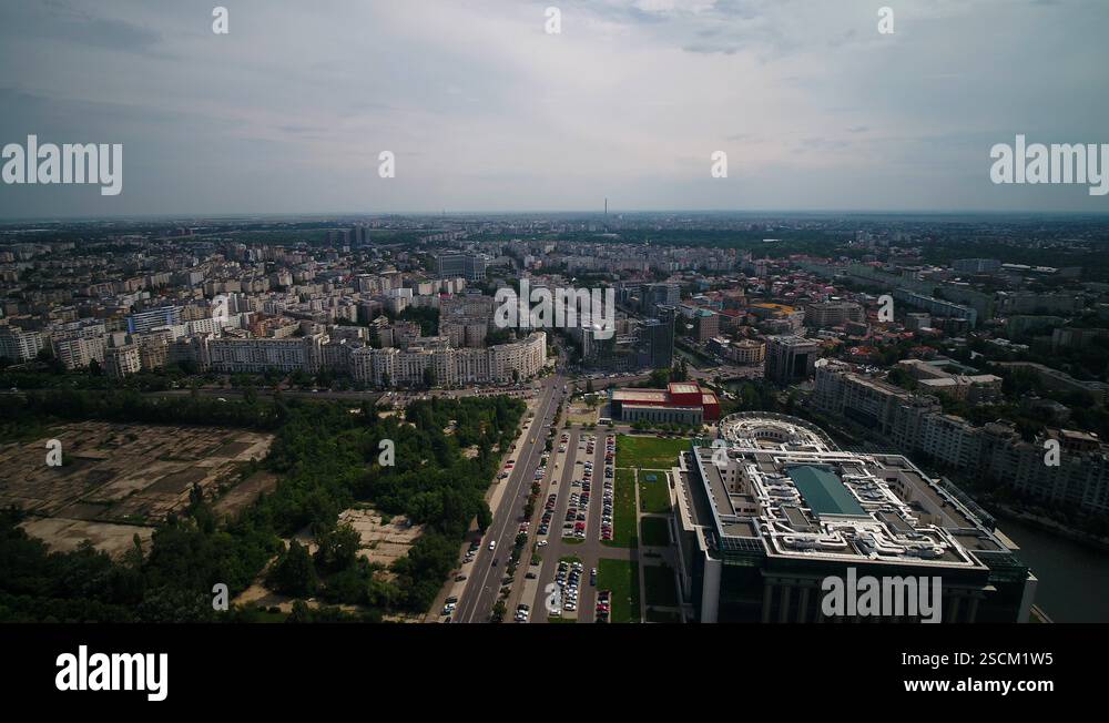 Aerial Romania Bucharest June 2018 Sunny Day 15mm Wide Angle 4K Inspire ...