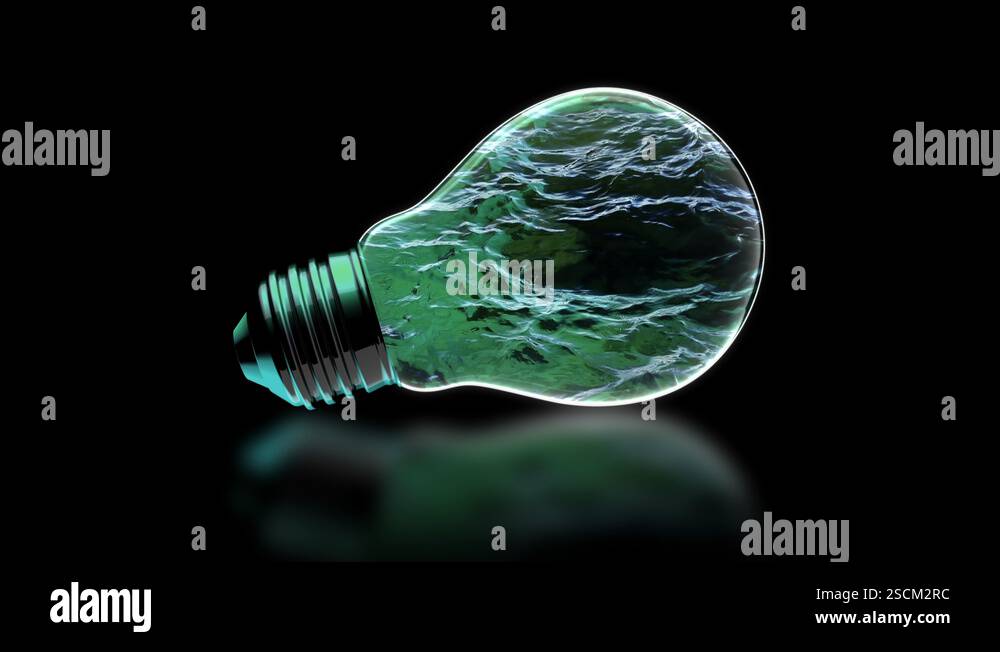 Light Bulb with Water Inside - Clean Hydro Energy Concept - 3D Rendered ...