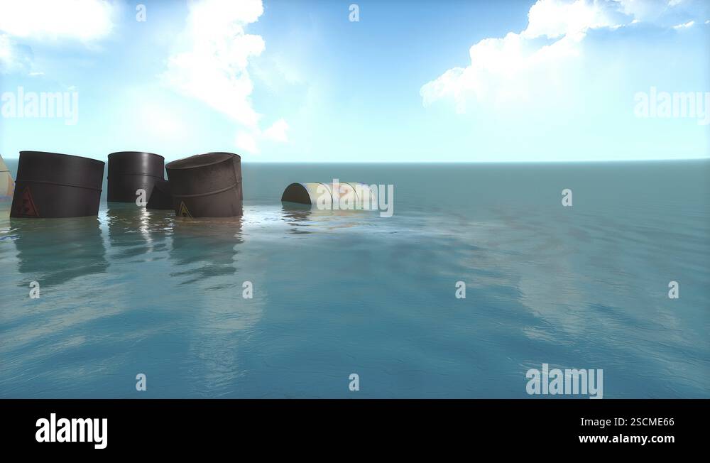 Toxic waste barrels floating on water Stock Video Footage - Alamy
