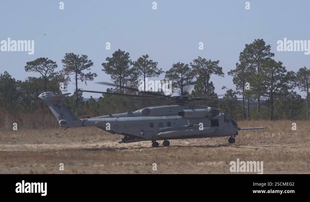 CH-53 Super Stallion taking off from air delivered ground refueling ...