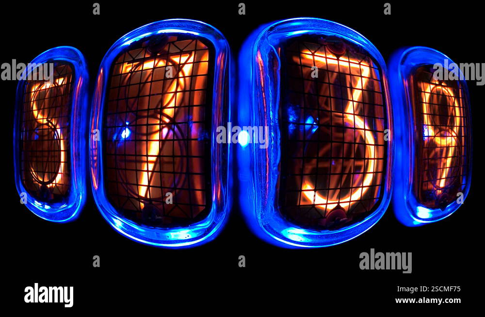 random numbers change on the numerical counter, in the curved space on ...