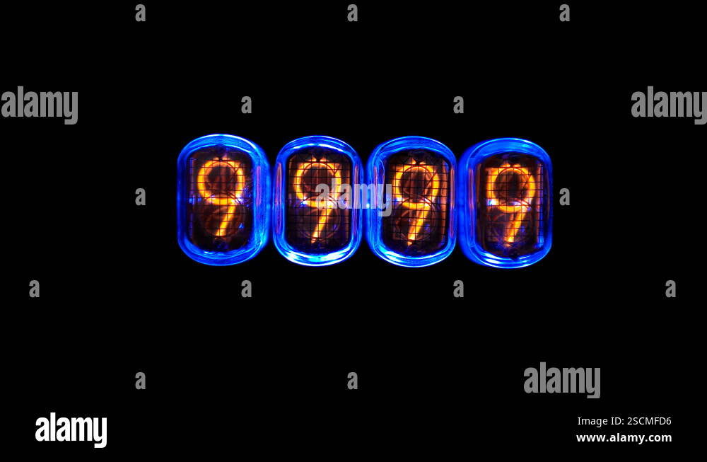 counting time counters, numerical counter from 9 to 0, Gas discharge ...