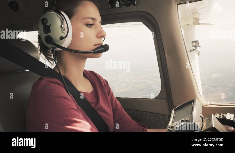 Young woman civilian pilot Stock Video Footage - Alamy