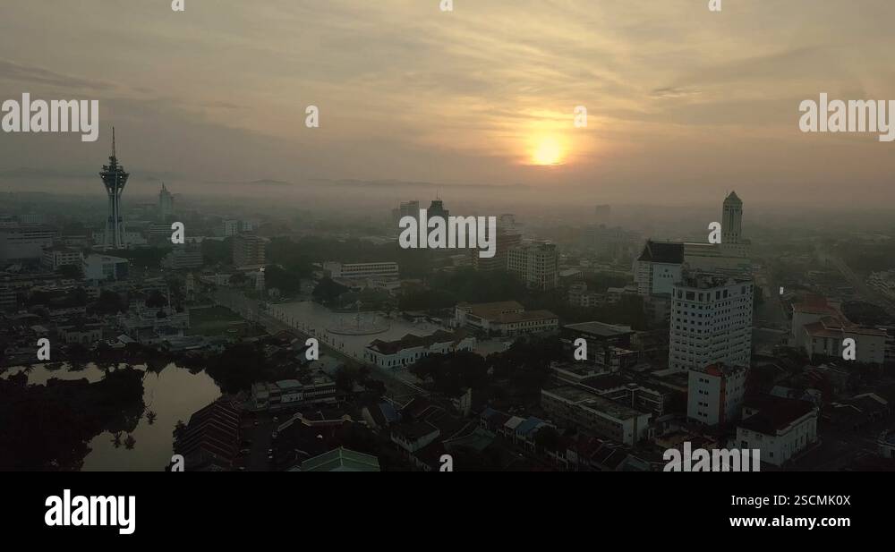 Beautiful aerial view sunrise in Alor Setar, Malaysia early in the ...