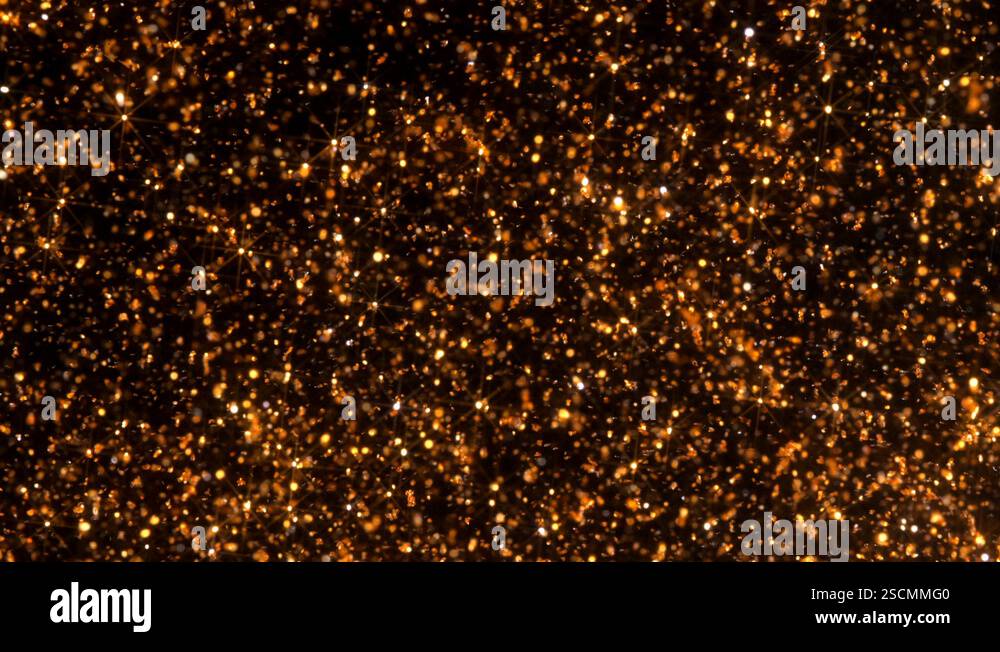 Background gold movement on black with stars. Bokeh copper sparkling ...