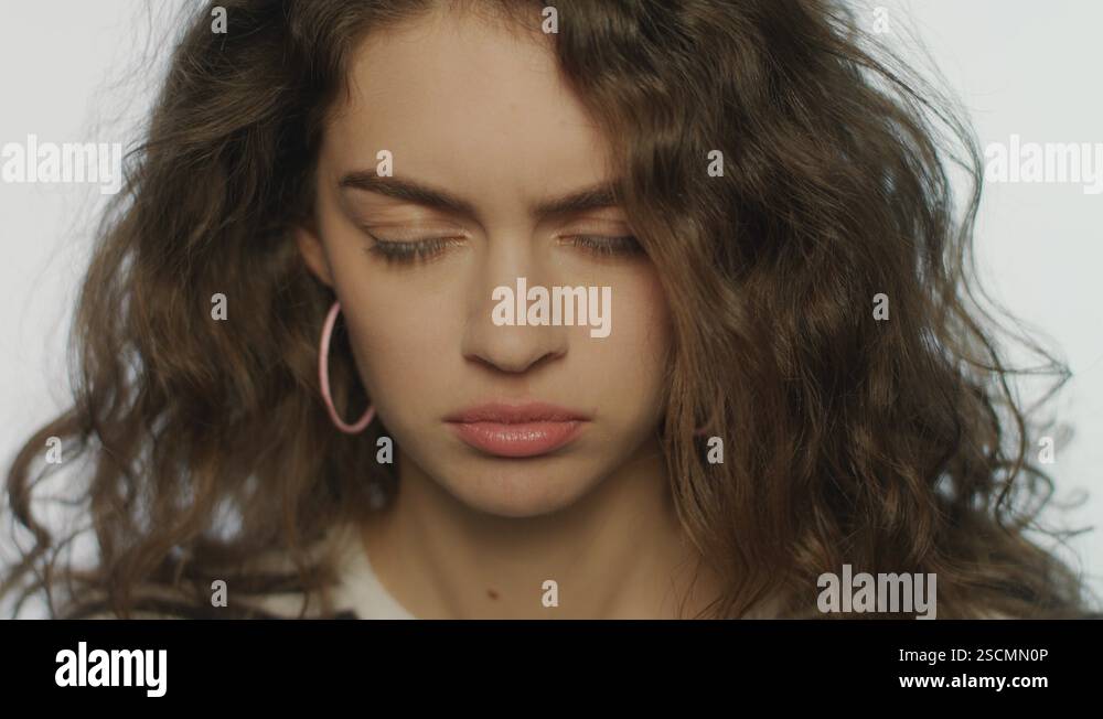 Angry woman face expression. Upset model face. Sad girl face expression Stock Video Footage - Alamy