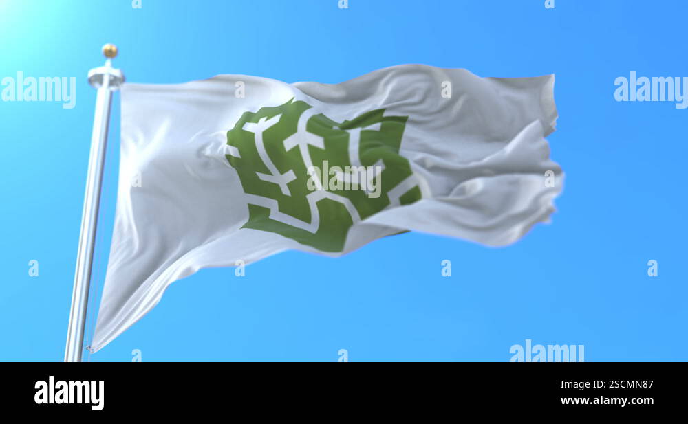 Flag of Matsuyama, capital city of Ehime Prefecture, Japan. Loop Stock ...