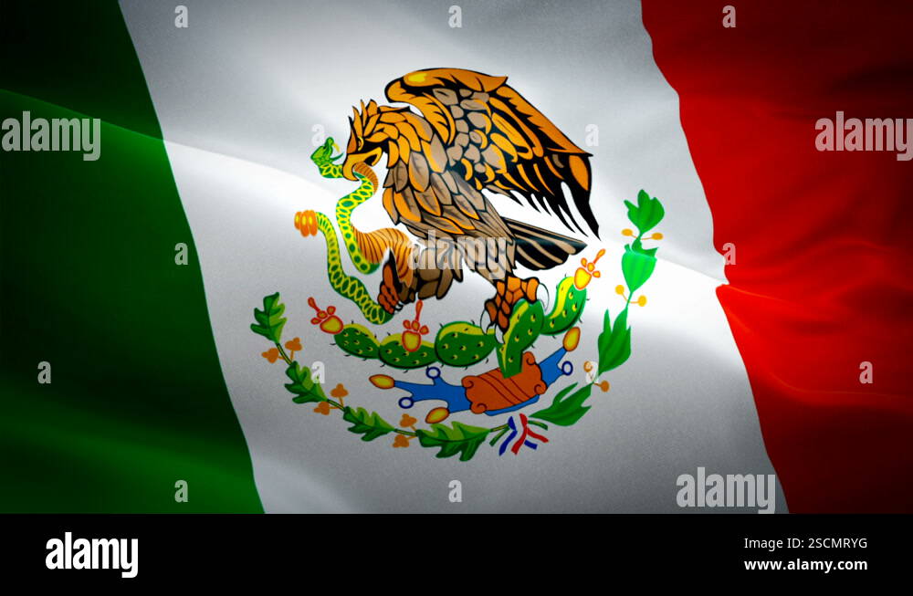 Mexico flag Motion Loop video waving in wind. Realistic Mexican Flag ...