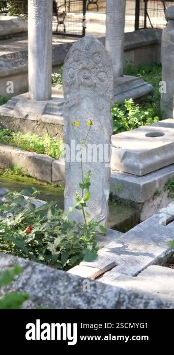 Turkey Istanbul 19 may 2023. The Ottoman historic old tombstones in ...