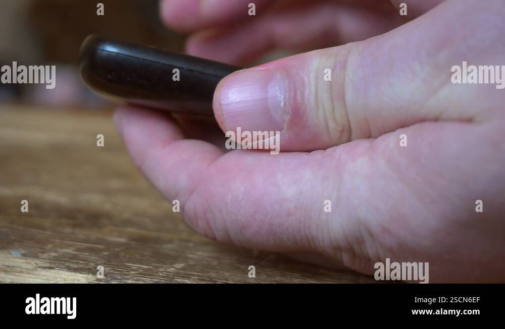 outdated push button mobile phone in hand Stock Video Footage - Alamy
