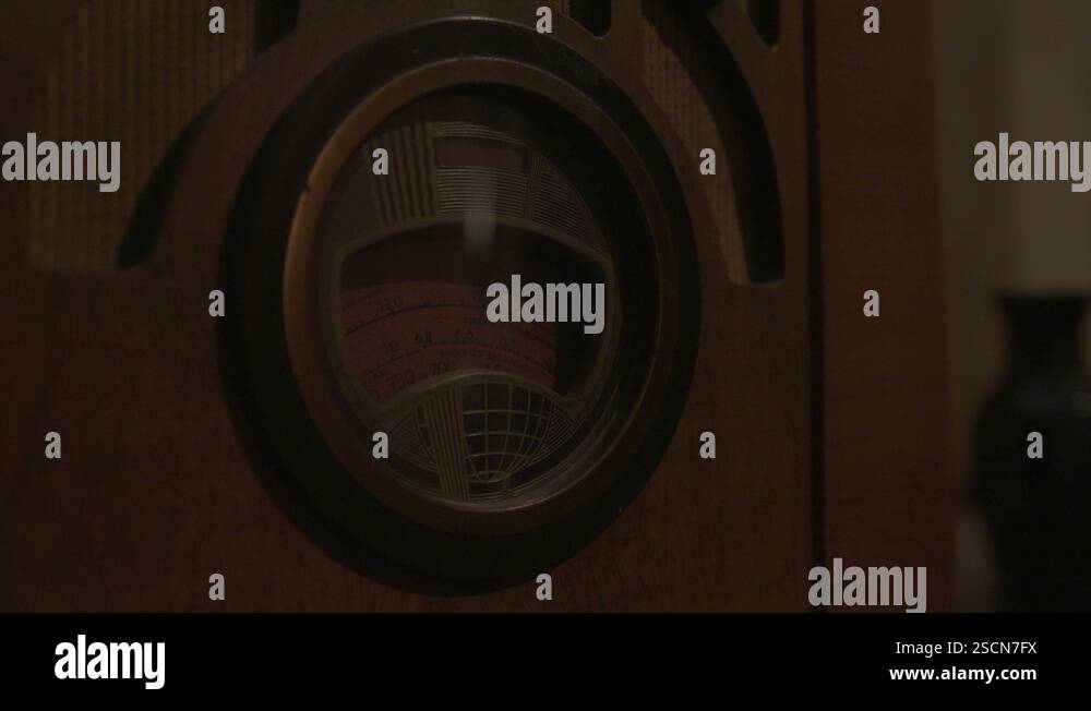 Antique Radio during early 20th Century Radio Days. Close Up Details ...