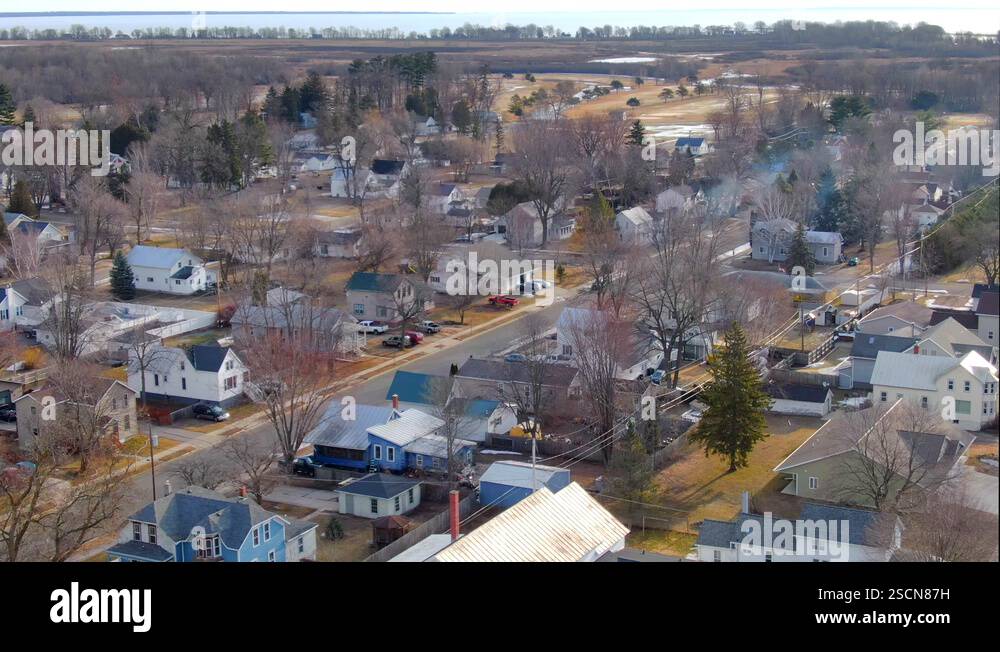 Working class neighborhood, Springtime aerial view Stock Video Footage ...