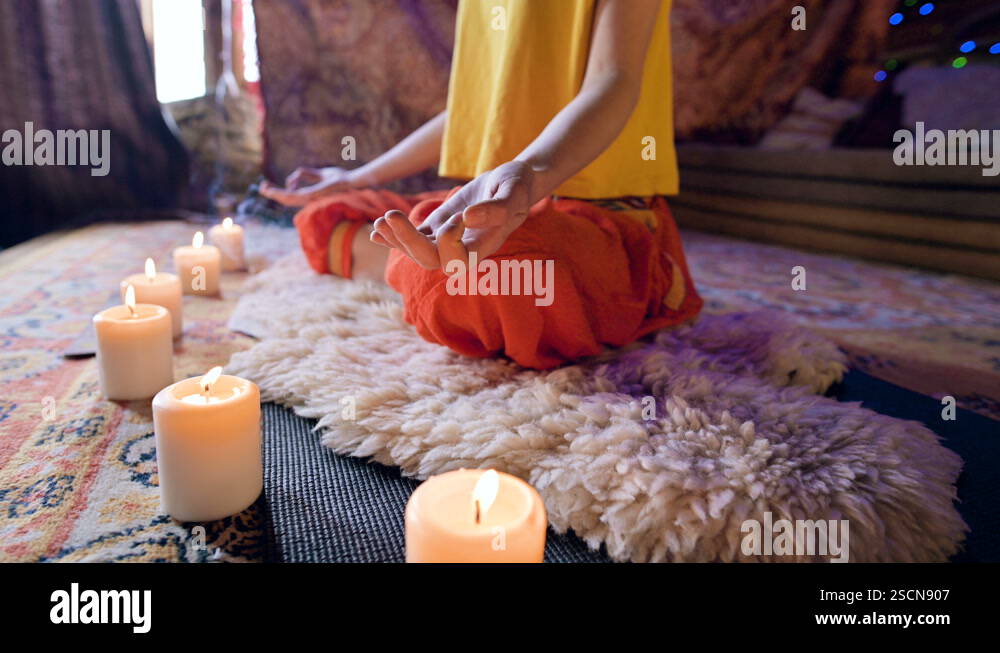 Sliding camera movement. Close-up of the body of the hands and feet of ...