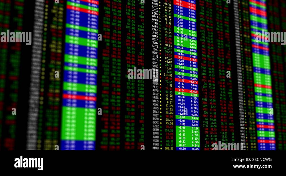Emerging Stock Market Trading Quotes Ticker Board With Random Fictional ...
