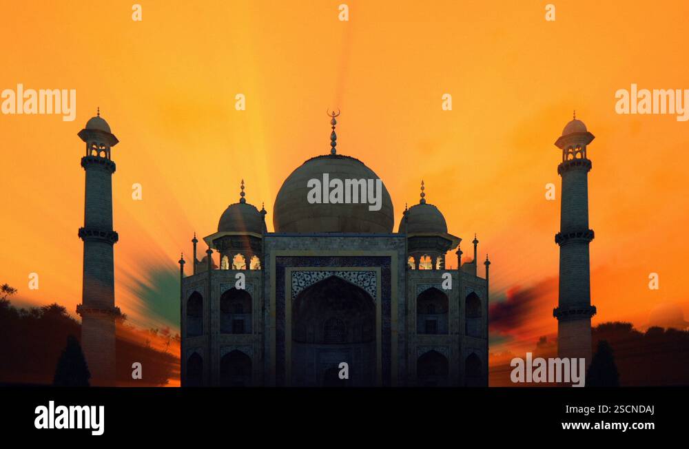 Taj Mahal front view with beautilful water fountains Stock Video ...