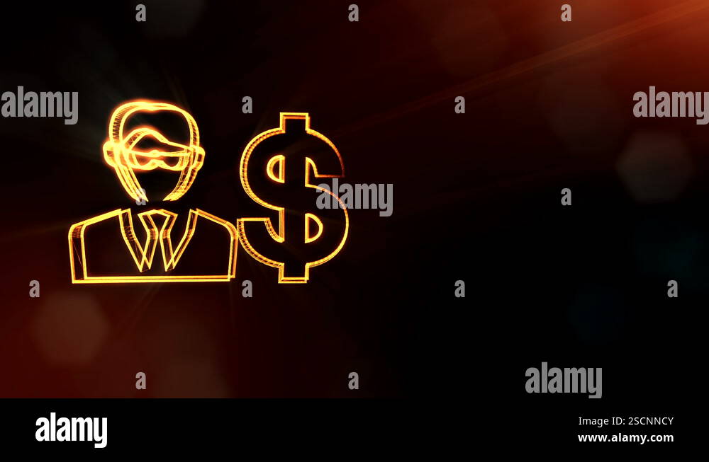 dollar sign and emblem of businessman. Finance background of luminous ...