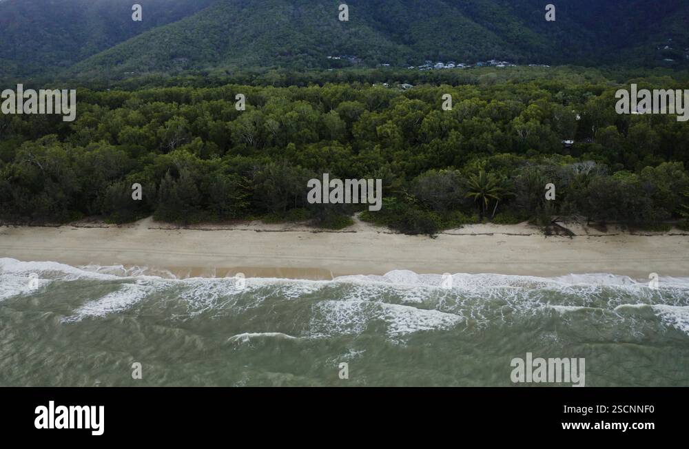 Aerial, beautiful view on a beach of Palm Cove, Cairns in Queensland ...