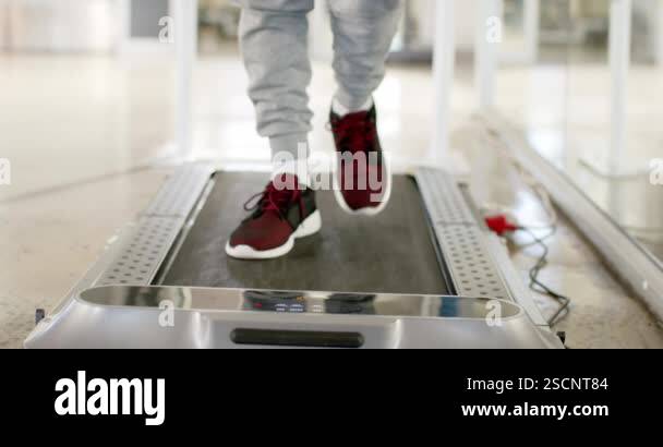 Person walking on treadmill for rehabilitation therapy. exercise ...