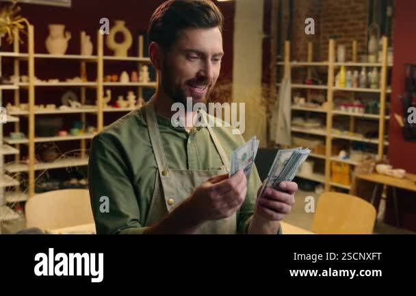 Wealthy rich Caucasian happy smiling entrepreneur potter male man guy ...