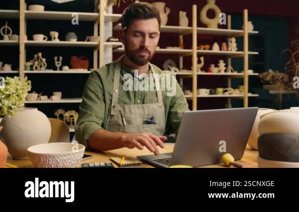 Caucasian salesman seller potter male man guy businessman artist small ...