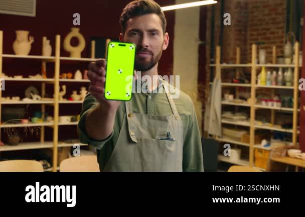 Smiling happy Caucasian salesman potter male man businessman artist ...